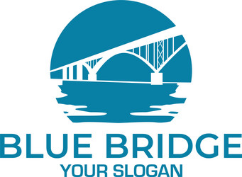 Blue bridge logo design Royalty Free Vector Image