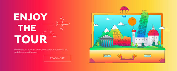 Enjoy the tour - line travel Royalty Free Vector Image