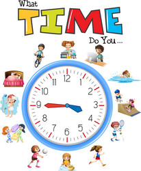 Woman activity on clock Royalty Free Vector Image