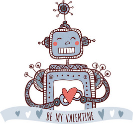 Robot with heart forever in love Royalty Free Vector Image