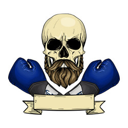 Color angry skull with boxing gloves Royalty Free Vector