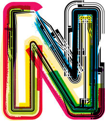Colorful grunge font letter n Royalty Free Vector Image