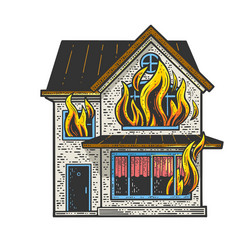 House on fire sketch Royalty Free Vector Image