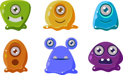 Cute funny colorful glossy aliens set user Vector Image