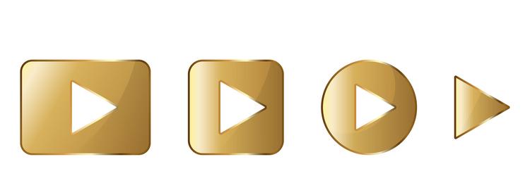 Gold play buttons set Royalty Free Vector Image