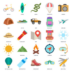 Adventure icon set summer camping trip symbols Vector Image