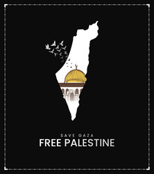 Free palestine flag whit al-aqsa mosque Royalty Free Vector