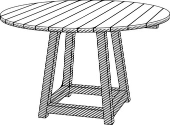 Round table sketch on white background Royalty Free Vector