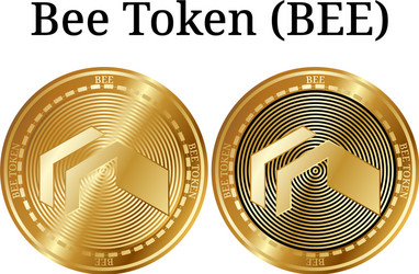 Set of physical golden coin bee token bee Vector Image