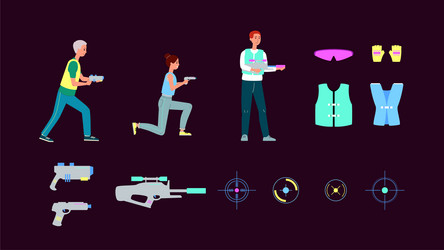 Woman playing laser tag flat Royalty Free Vector Image