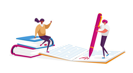 Teacher check homework landing page template Vector Image