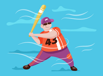 Young baseball player cartoon character Royalty Free Vector