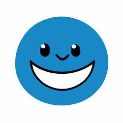 Blue emoji face emoticon icon on white background Vector Image