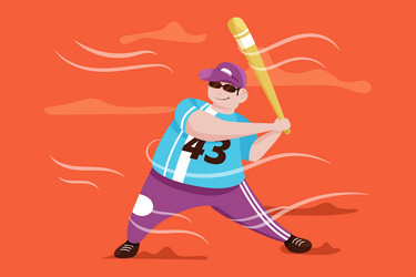 Young baseball player cartoon character Royalty Free Vector