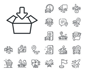 Get box line icon open delivery parcel sign Vector Image