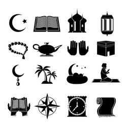 Islamic website icons set Royalty Free Vector Image