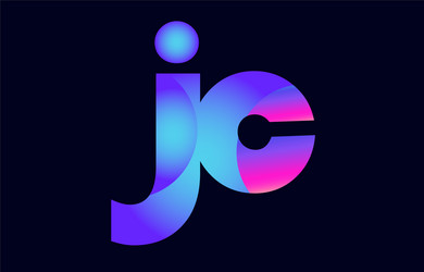 Blue gradient jc j c alphabet letter logo Vector Image