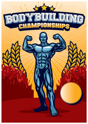 Bodybuilder flexing muscle pose Royalty Free Vector Image