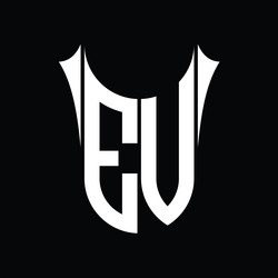 Ev logo monogram shield inside circle shape Vector Image