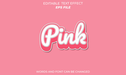 Pink text effect font editable typography 3d Vector Image