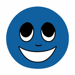 Blue emoji face emoticon icon on white background Vector Image