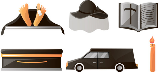 Set of items used at the funeral Royalty Free Vector Image