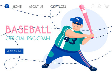Baseball official program landing page template Vector Image