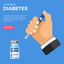 Diabetes insulin pen syringe and vial Royalty Free Vector