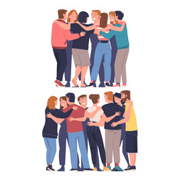 Group of people standing together in circle Vector Image