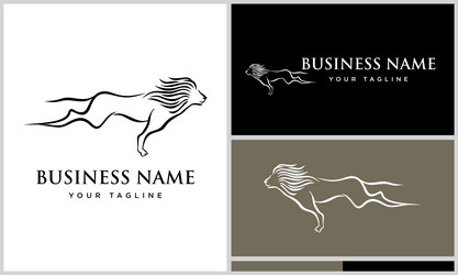 Line art lion run logo Royalty Free Vector Image