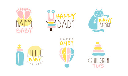 Happy baby logo design collection store Royalty Free Vector