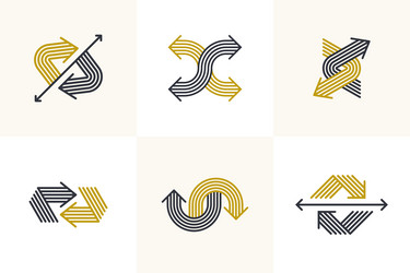 Concept arrows logos set isolated double Vector Image