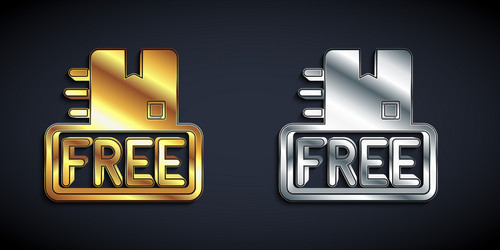 Gold and silver cardboard box with free symbol Vector Image