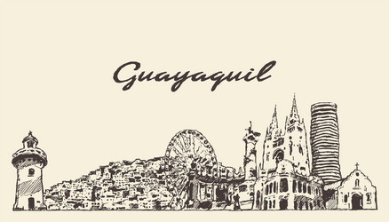 Quito skyline ecuador hand drawn sketch Royalty Free Vector