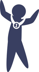 Human avatar with medal on podium silhouette style