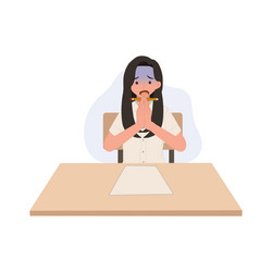 Thai university student in uniform despairingly Vector Image