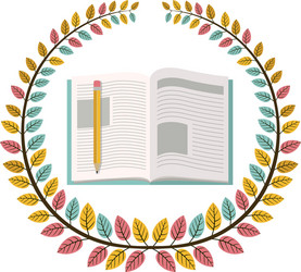Crown of leaves with wavy pages book Royalty Free Vector