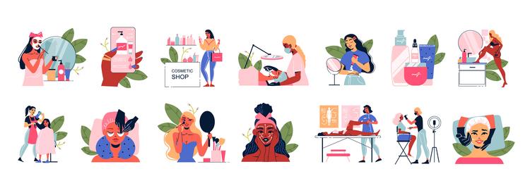 Cosmetology color icon set Royalty Free Vector Image