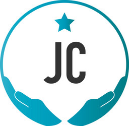 Initial letter cj hand care logo design template Vector Image