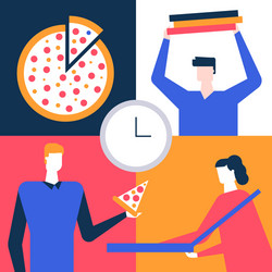 Happy couple or work colleagues having lunch Vector Image