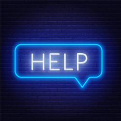 Help wanted neon sign in the speech bubble Vector Image