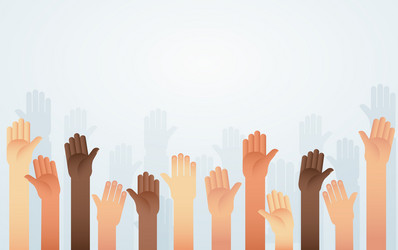 Hands raised up different people Royalty Free Vector Image