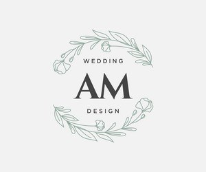 Am initials letter wedding monogram logos Vector Image