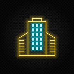 Building neon icon transparent background Vector Image