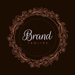 Circle line floral wreath hand drawn frame logo Vector Image