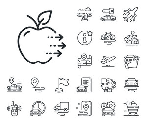Food delivery line icon apple fruit sign Vector Image