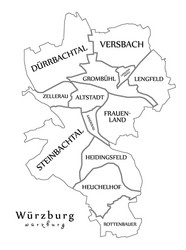 Modern city map - wurzburg of germany de Vector Image