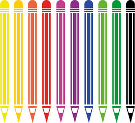 Color pencils in seven colors on transparent Vector Image
