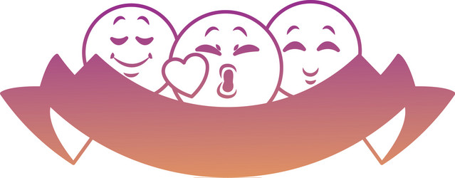 Chat emoticons with ribbon banner rainbow lines Vector Image