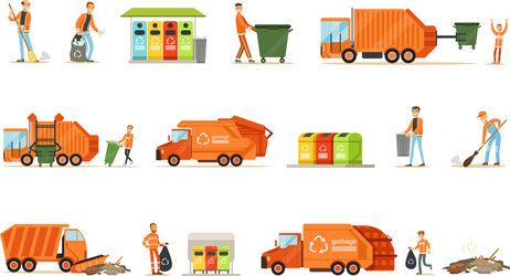 Coloring book garbage collector theme 1 Royalty Free Vector